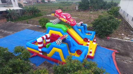 3 in 1 Race Car Inflatables Obstacle with Slide from China manufacturer ...