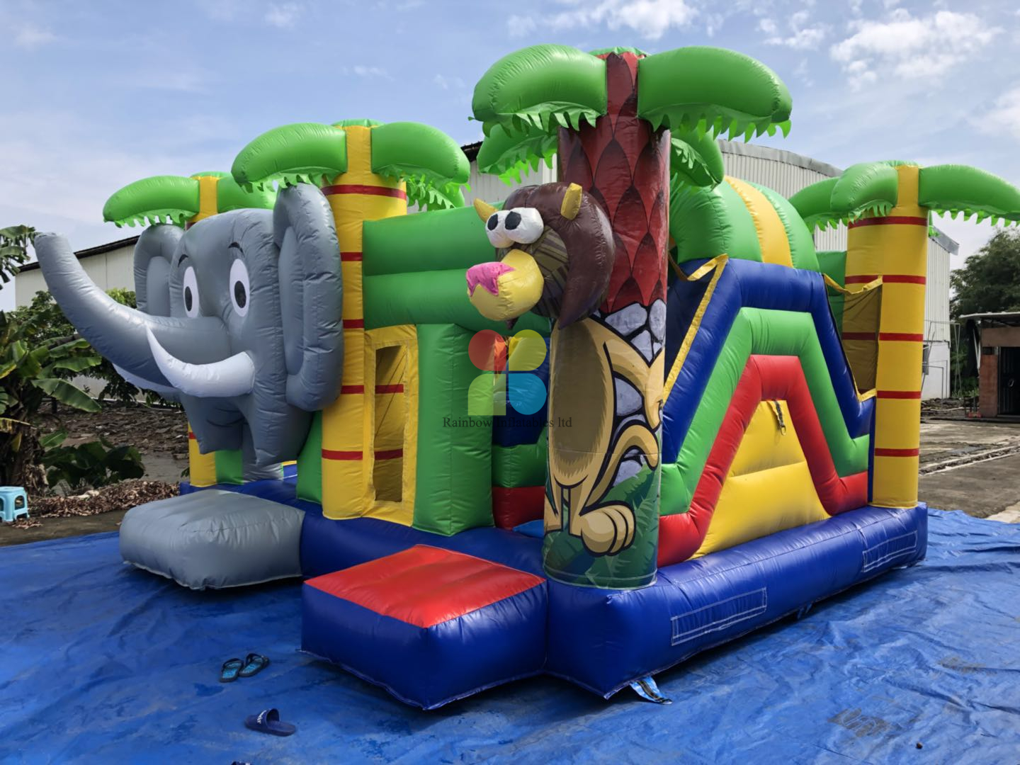 Inflatable Jungle Kids Jumping Park Inflatable Animal Bouncy Combo ...